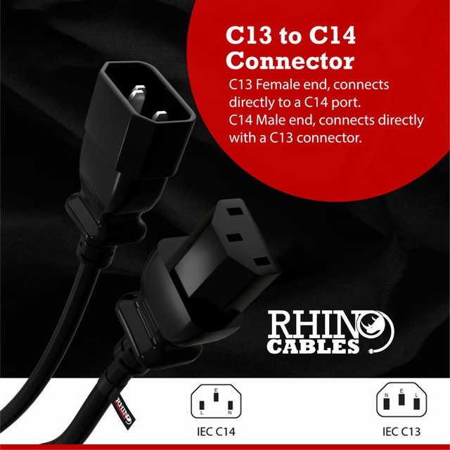 - IEC Mains Lead Extension Cable Male to Female C14 to C13 ...