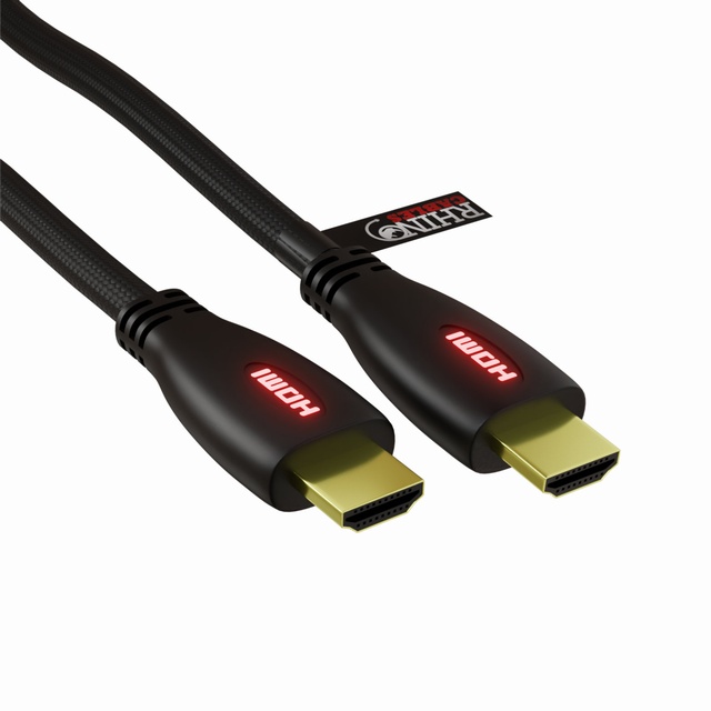 - Red LED LIGHT UP HDMI BRAIDED Gold 4K High Def ARC Cable ...