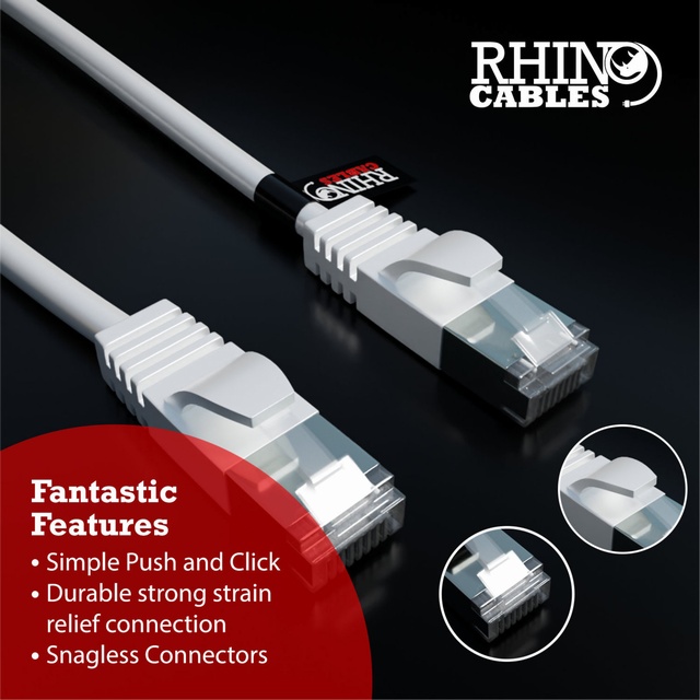 - rhinocables CAT 8 Ethernet Cable White High-Speed Gigabit RJ45 Super ...