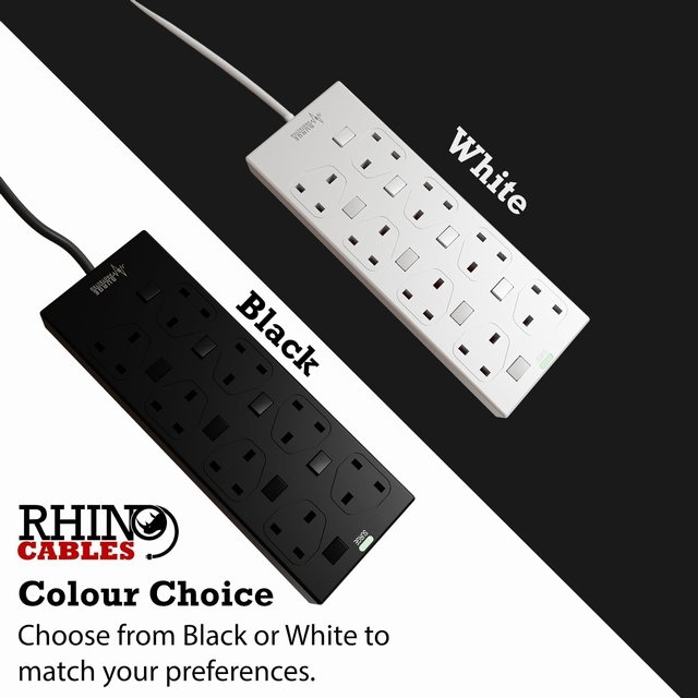 - rhinocables 8 Gang Individually Switched Mains Extension Lead Cable ...